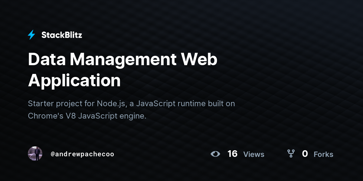 Data Management Web Application - StackBlitz