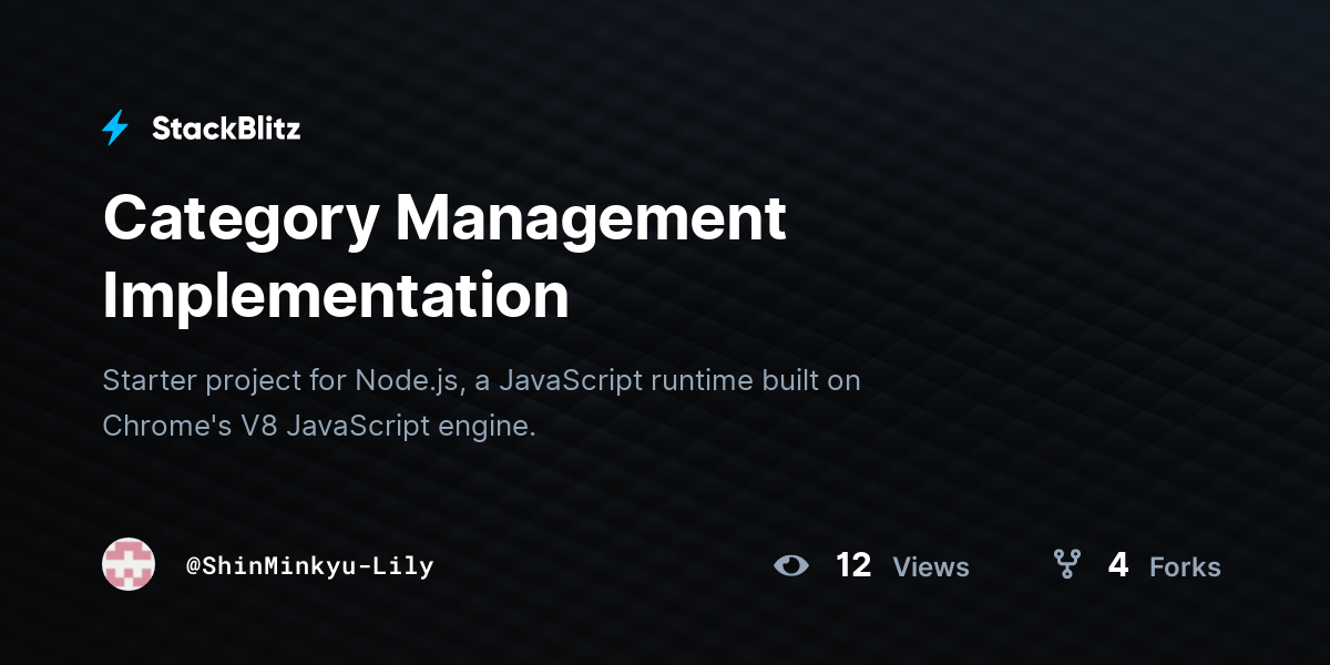 Category Management Implementation - StackBlitz
