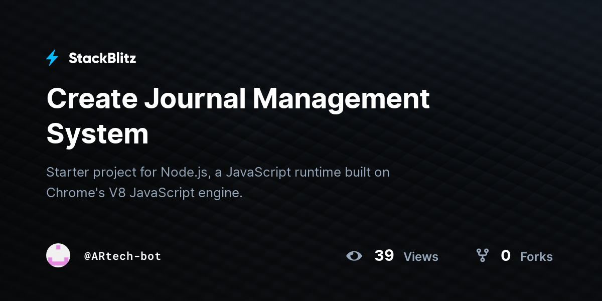 Create Journal Management System - StackBlitz