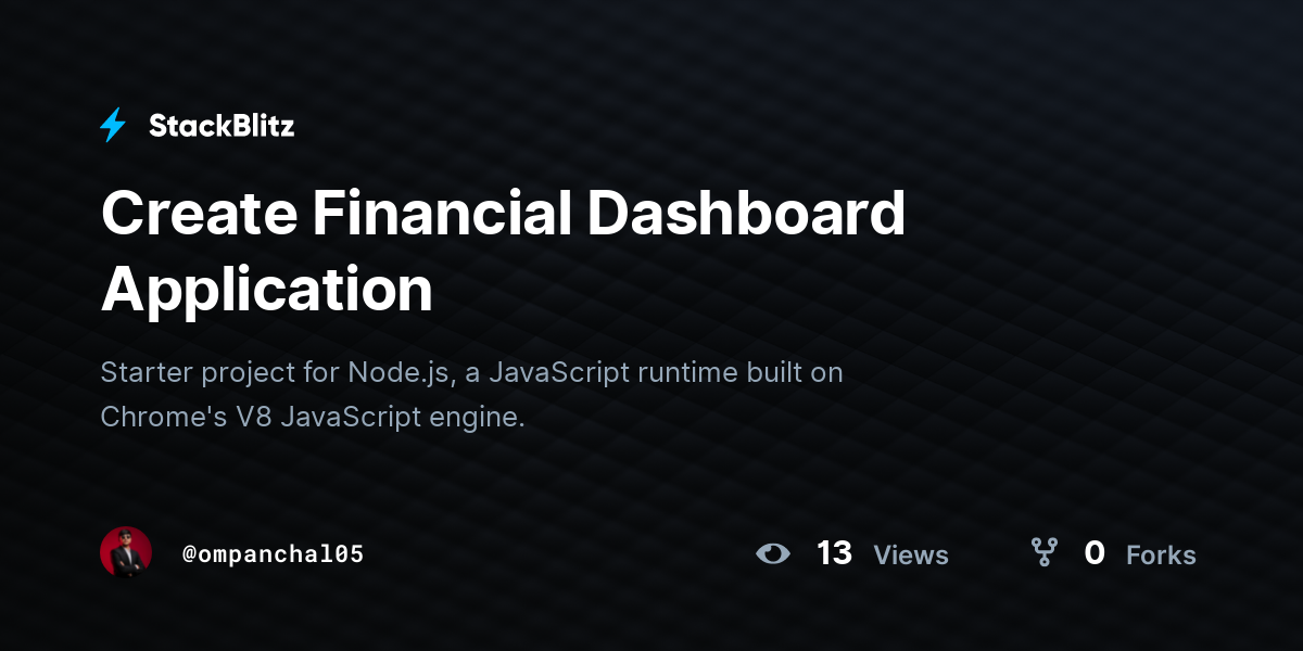 Create Financial Dashboard Application - StackBlitz