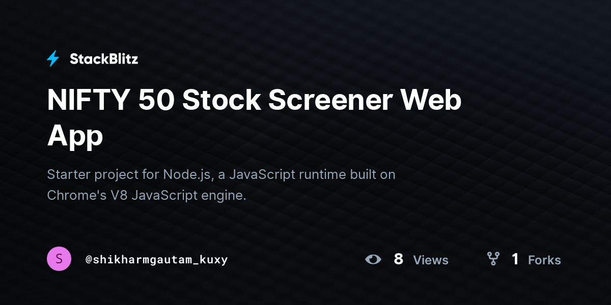 NIFTY 50 Stock Screener Web App - StackBlitz