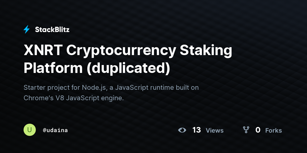 XNRT Cryptocurrency Staking Platform (duplicated) - StackBlitz