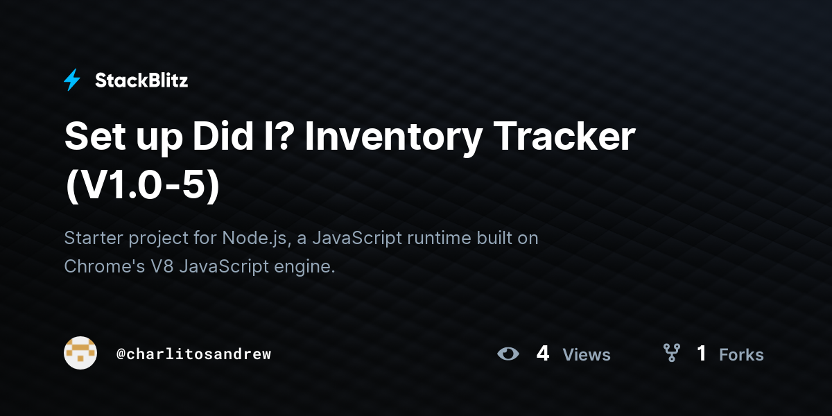 Set up Did I? Inventory Tracker (V1.0-5) - StackBlitz