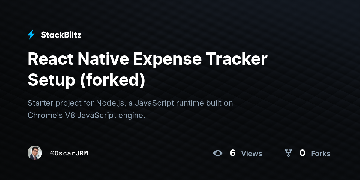 React Native Expense Tracker Setup (forked) - StackBlitz