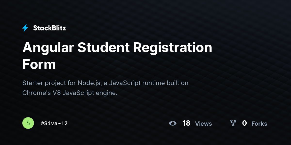 Angular Student Registration Form - StackBlitz
