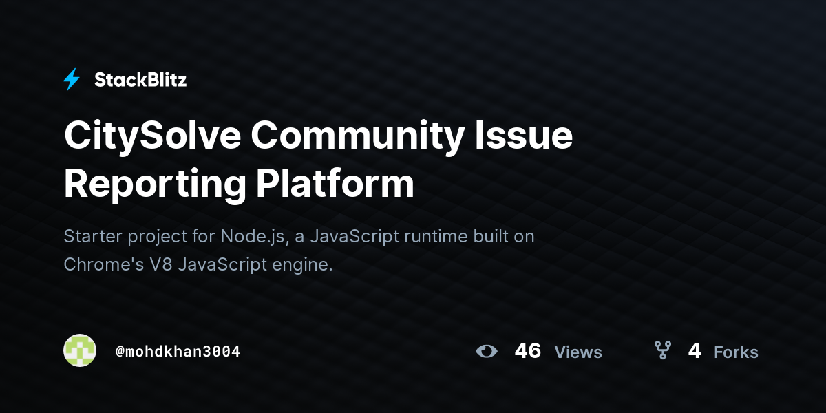 CitySolve Community Issue Reporting Platform - StackBlitz