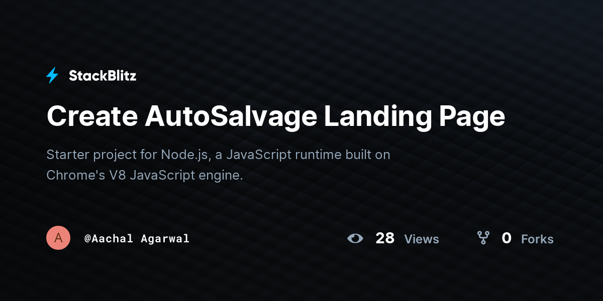 Create AutoSalvage Landing Page - StackBlitz