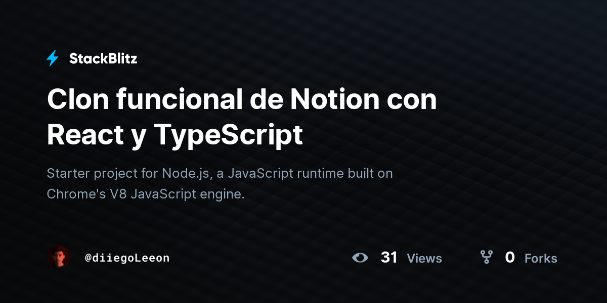 Clon funcional de Notion con React y TypeScript - StackBlitz