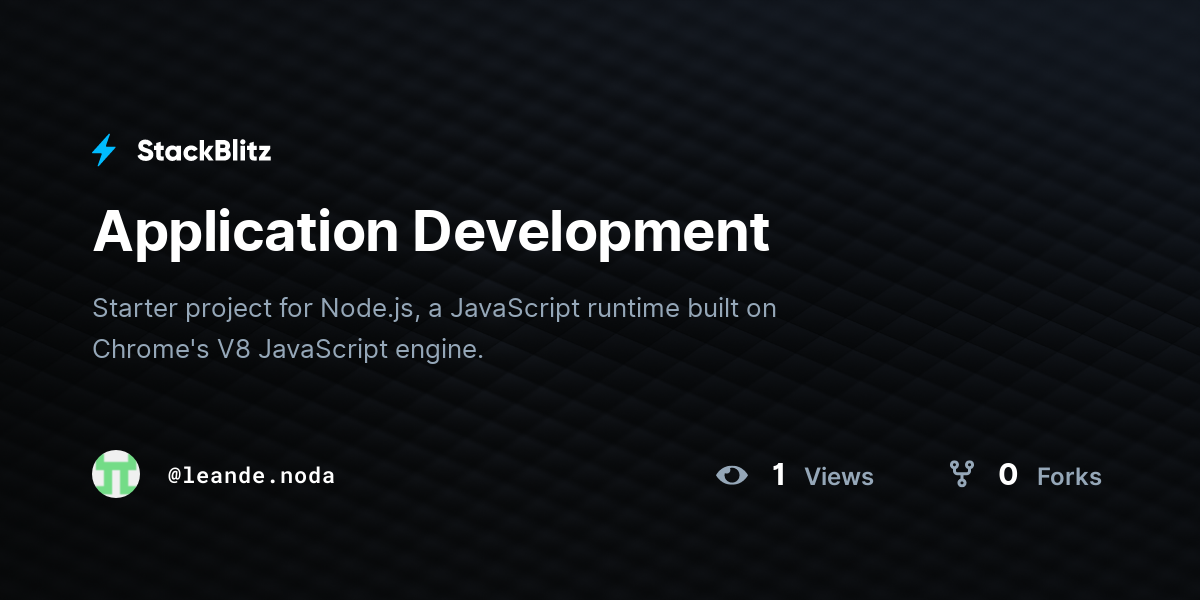 Application Development - StackBlitz