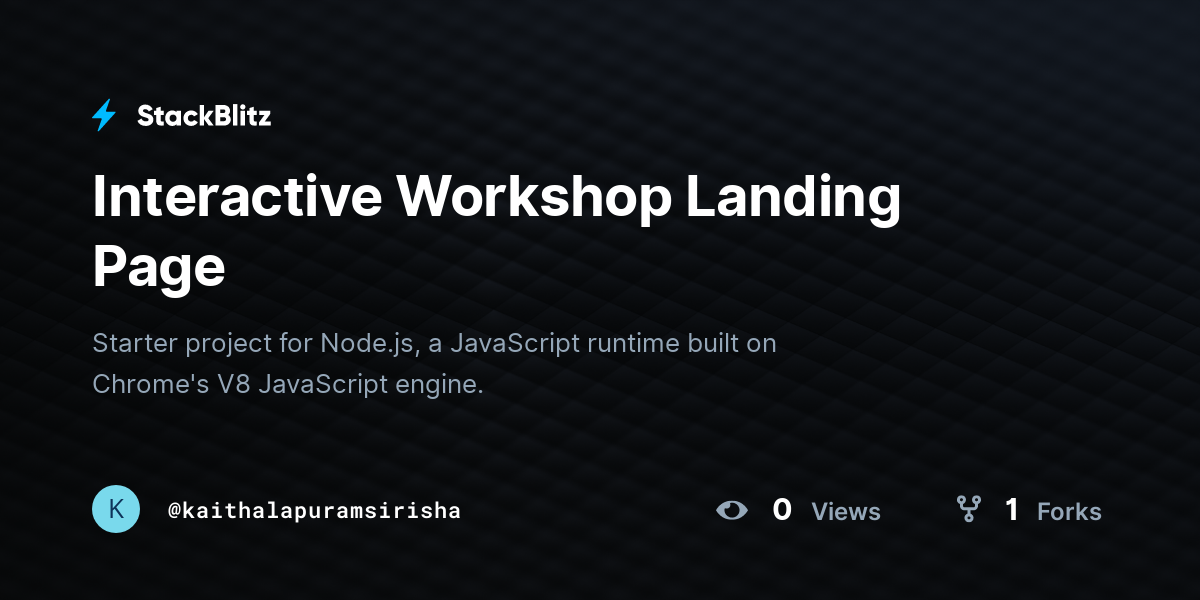 Interactive Workshop Landing Page - StackBlitz