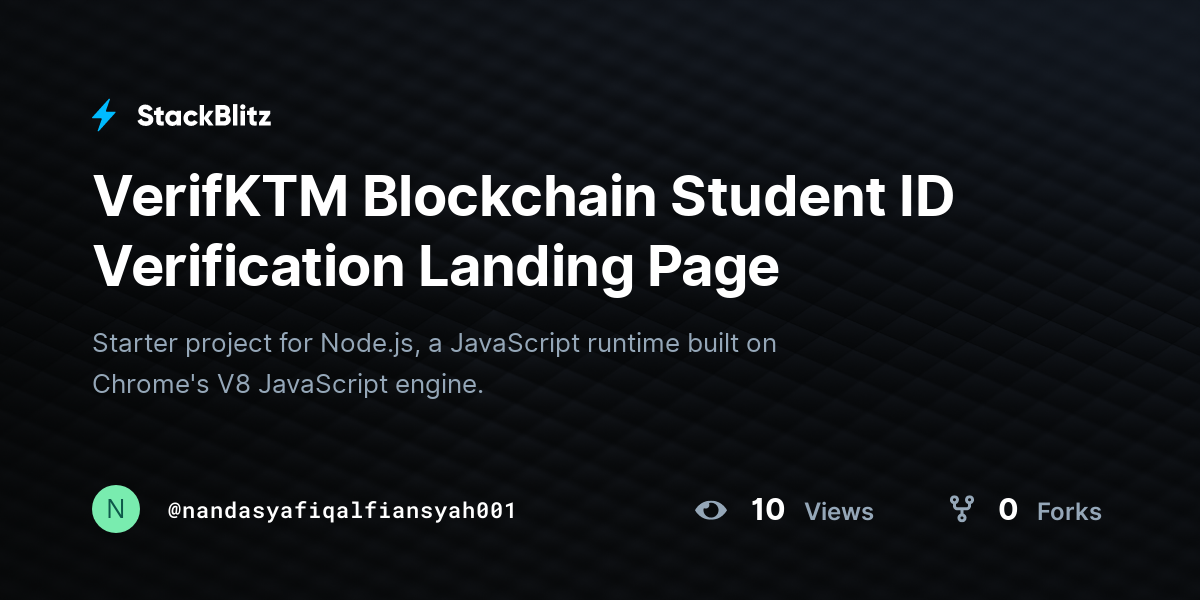 VerifKTM Blockchain Student ID Verification Landing Page - StackBlitz