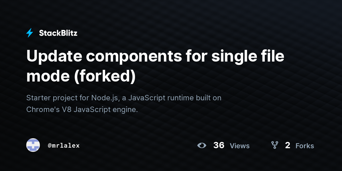 Update components for single file mode (forked) - StackBlitz