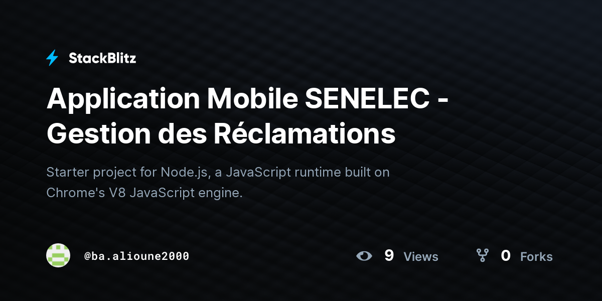 Application Mobile SENELEC - Gestion des Réclamations - StackBlitz