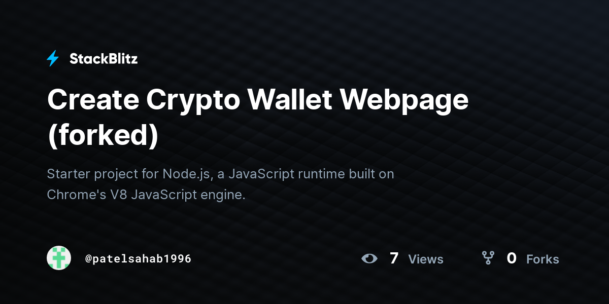 Create Crypto Wallet Webpage (forked) - StackBlitz