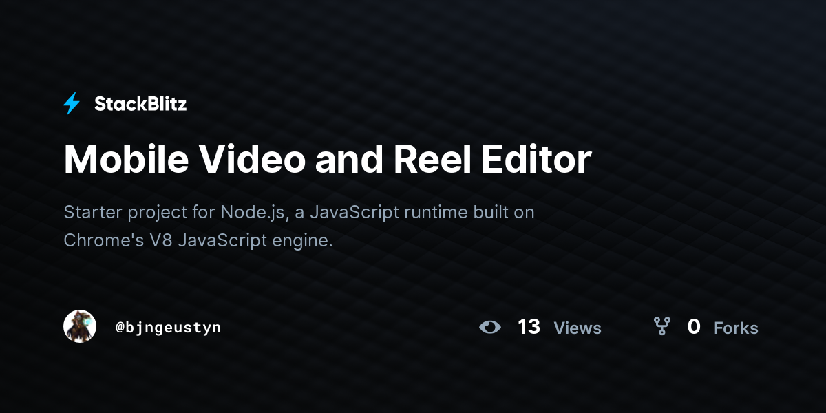 Mobile Video and Reel Editor - StackBlitz