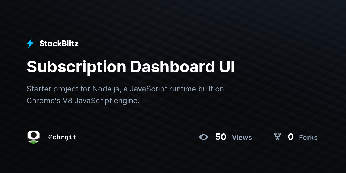 Subscription Dashboard UI - StackBlitz