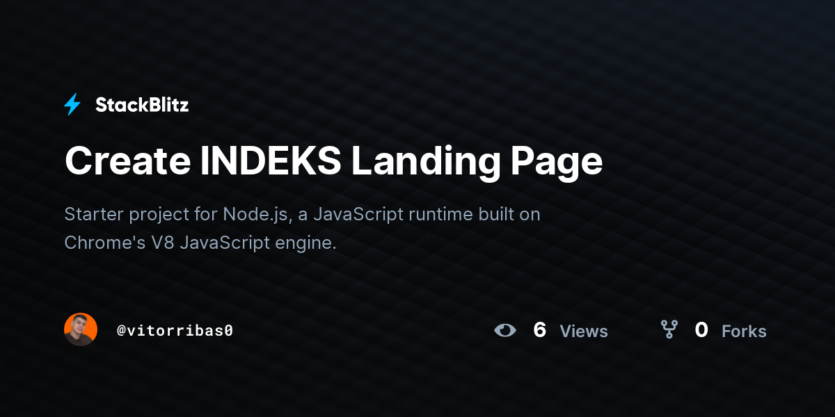 Create INDEKS Landing Page - StackBlitz