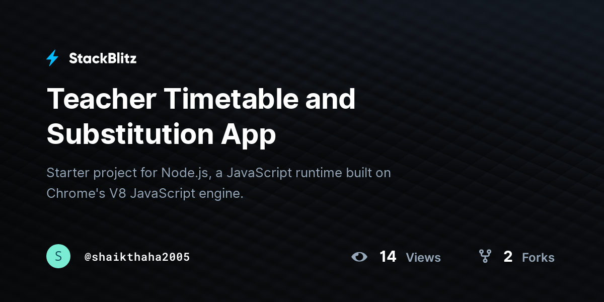 Teacher Timetable and Substitution App - StackBlitz