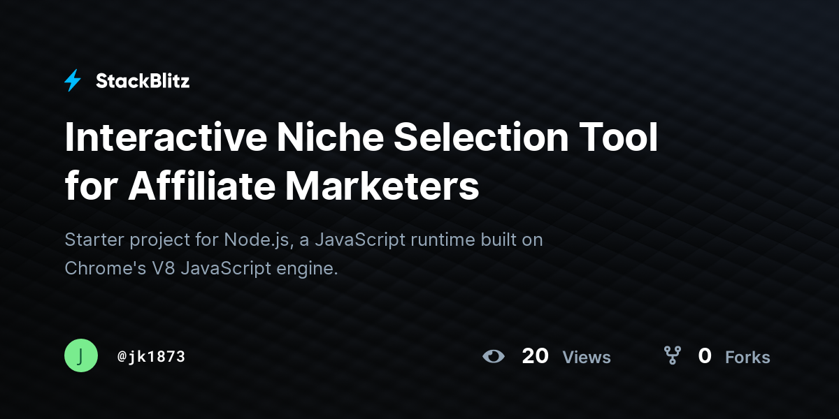 Interactive Niche Selection Tool for Affiliate Marketers - StackBlitz
