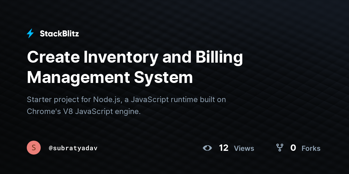 Create Inventory and Billing Management System - StackBlitz