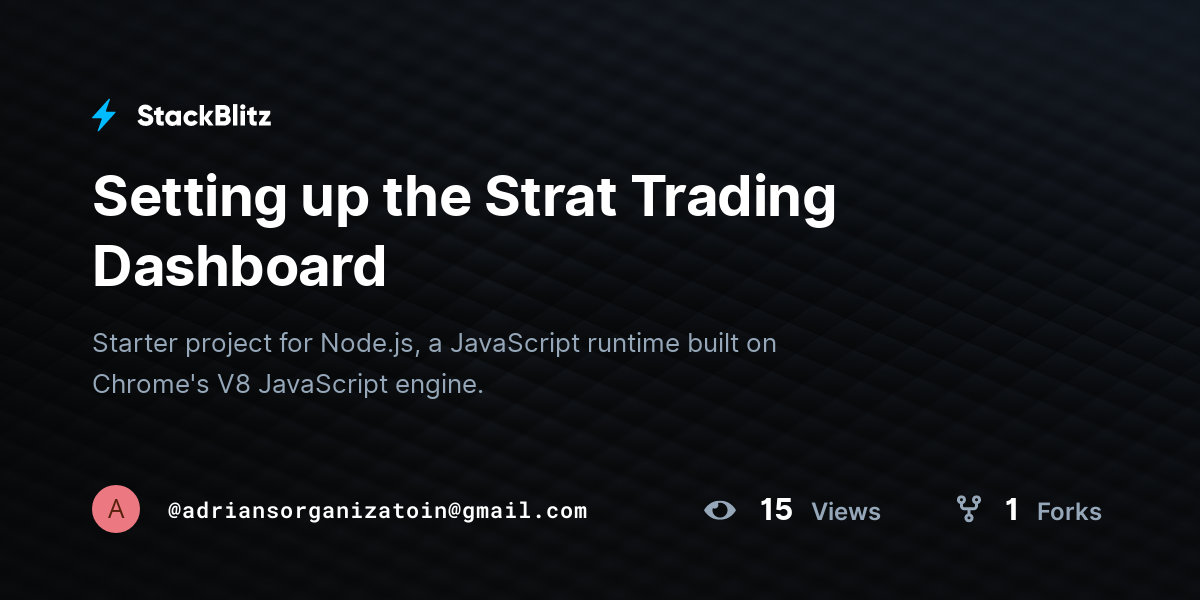 Setting Up The Strat Trading Dashboard Stackblitz