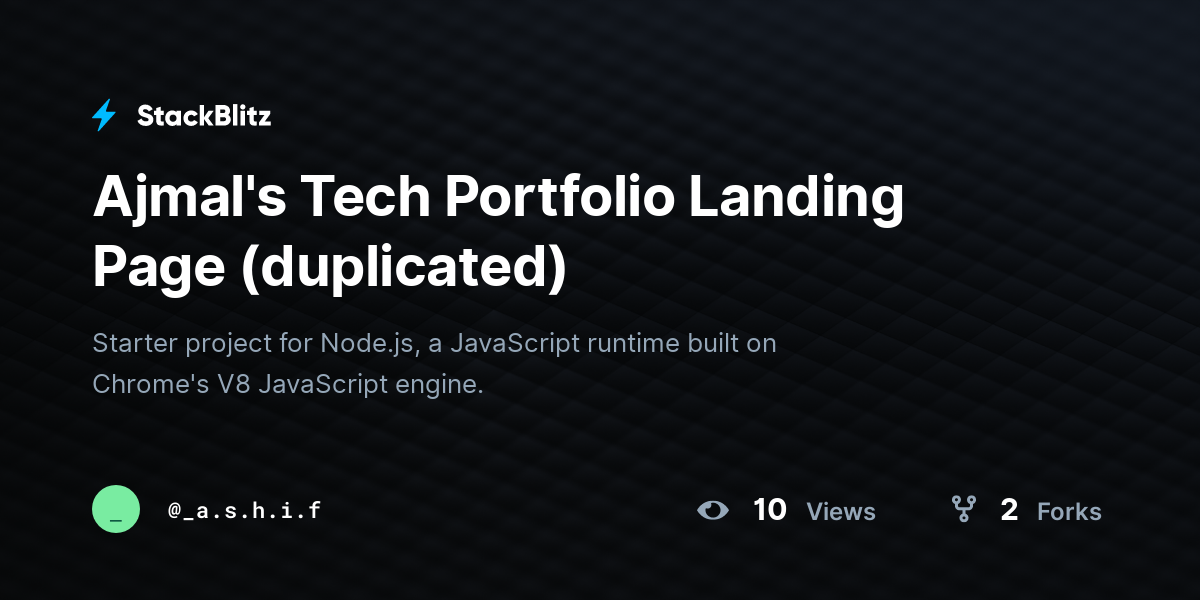 Ajmal's Tech Portfolio Landing Page (duplicated) - StackBlitz