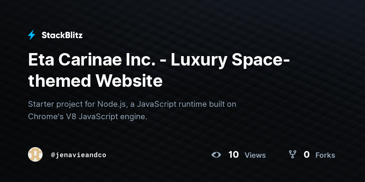 Eta Carinae Inc. - Luxury Space-themed Website - StackBlitz
