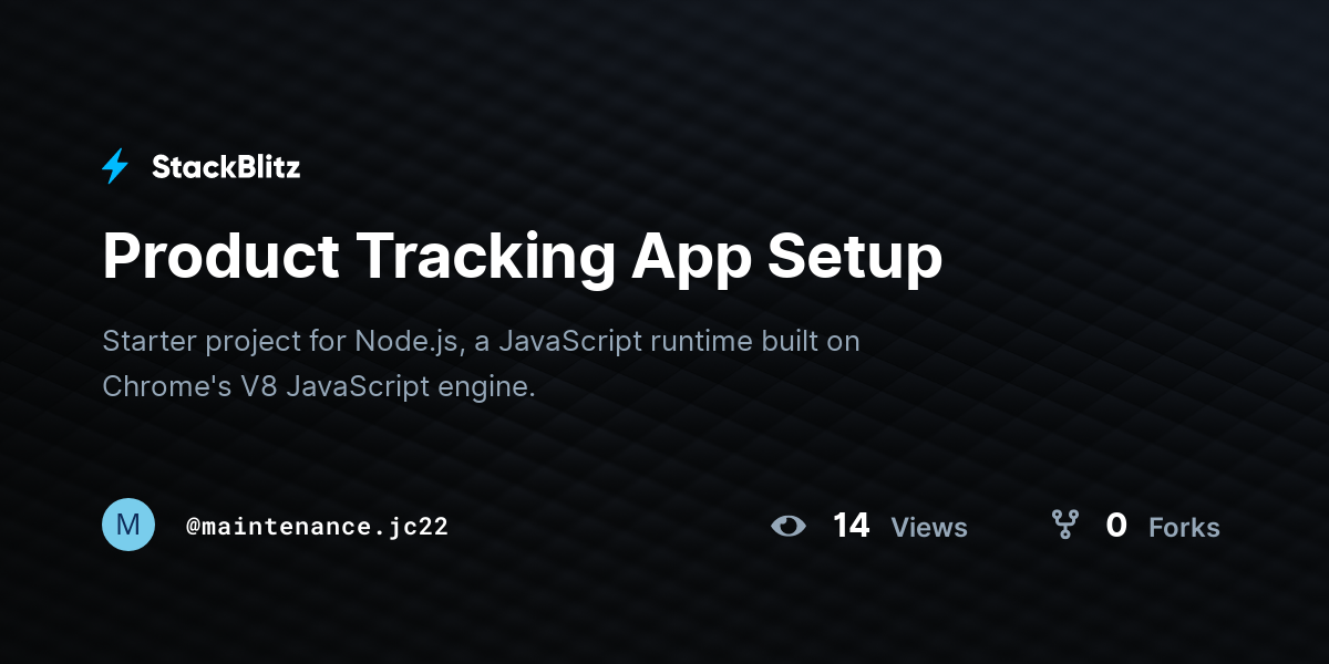 Product Tracking App Setup - StackBlitz