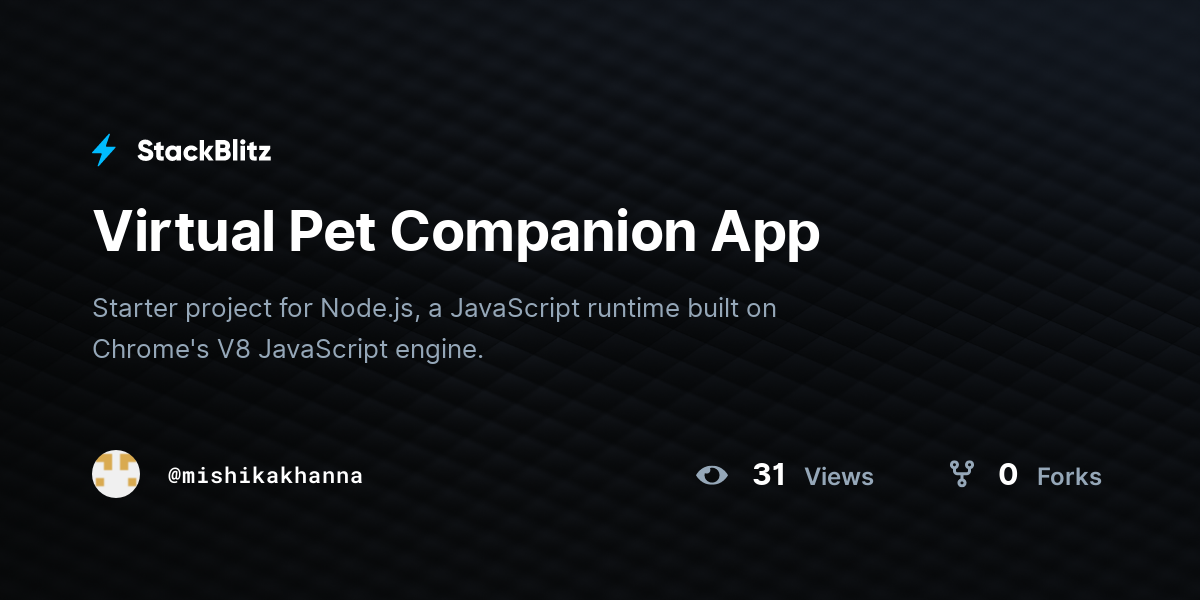 Virtual Pet Companion App - StackBlitz