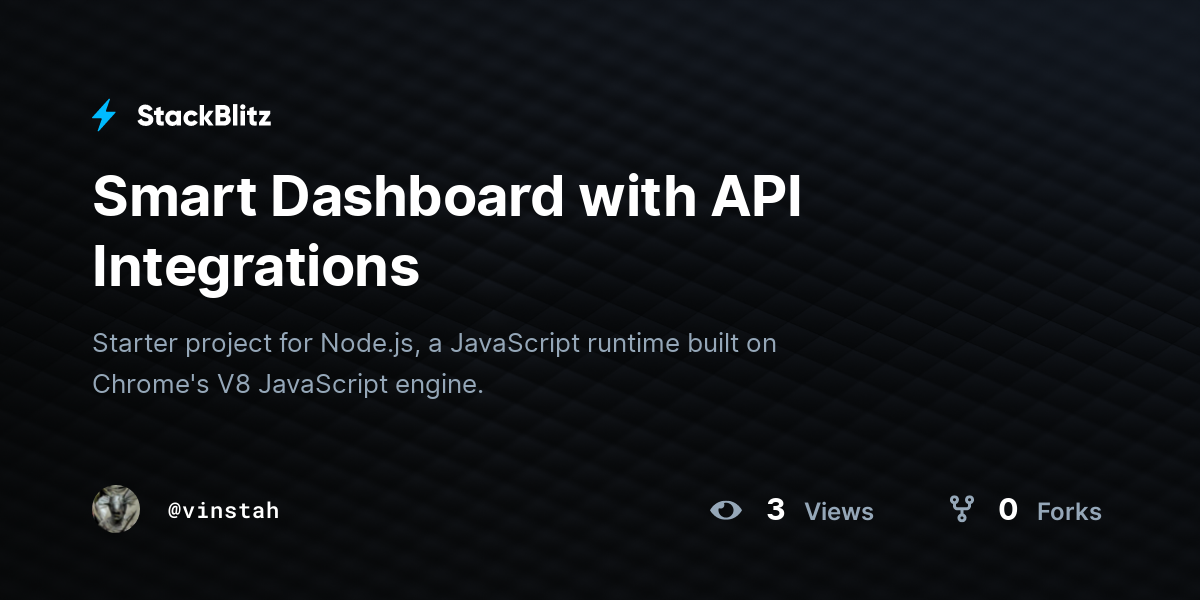 Smart Dashboard with API Integrations - StackBlitz