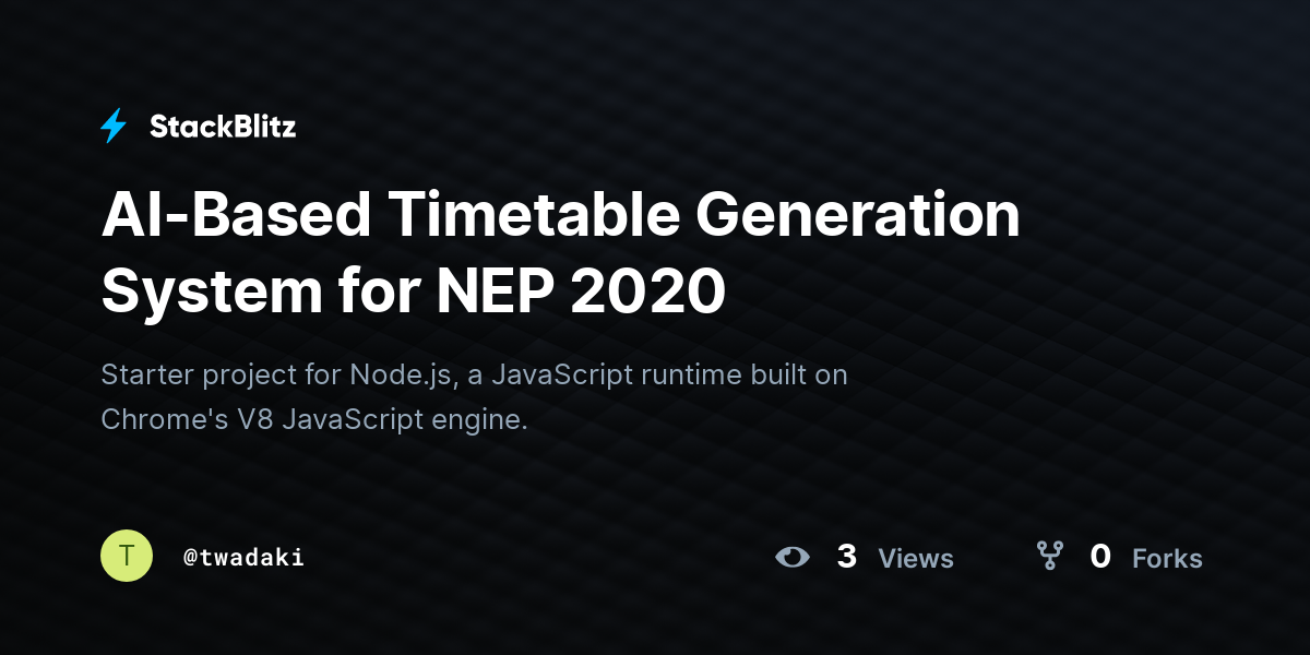 AI-Based Timetable Generation System for NEP 2020 - StackBlitz