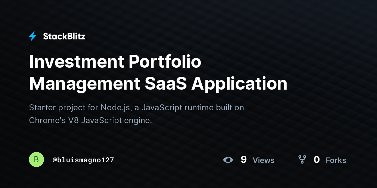 Investment Portfolio Management SaaS Application - StackBlitz
