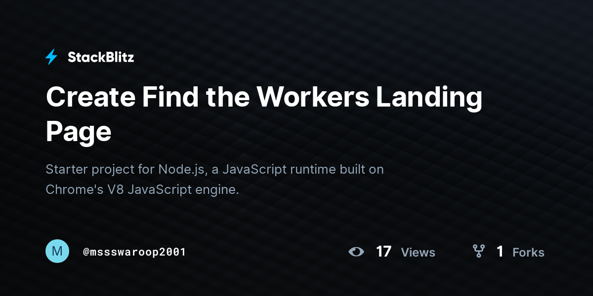 Create Find the Workers Landing Page - StackBlitz