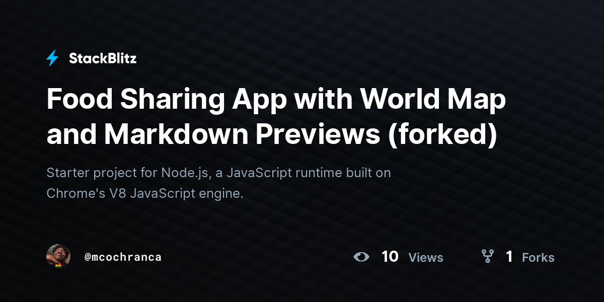 Food Sharing App with World Map and Markdown Previews (forked) - StackBlitz