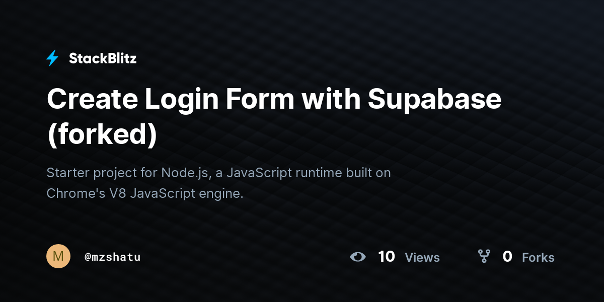 Create Login Form with Supabase (forked) - StackBlitz
