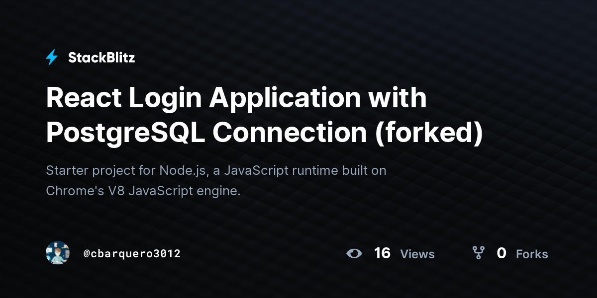 React Login Application with PostgreSQL Connection (forked) - StackBlitz