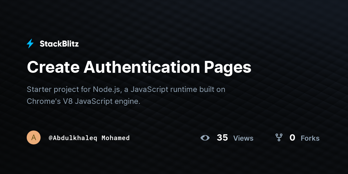 Create Authentication Pages - StackBlitz