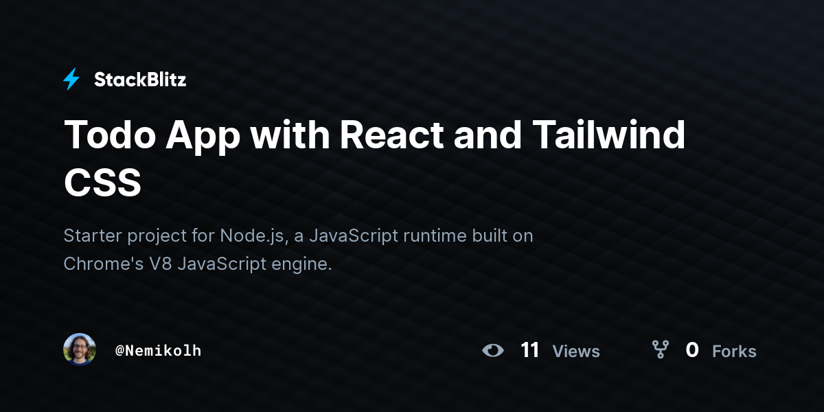 Todo App with React and Tailwind CSS - StackBlitz