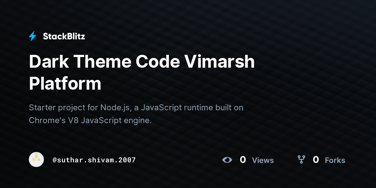 Dark Theme Code Vimarsh Platform - StackBlitz