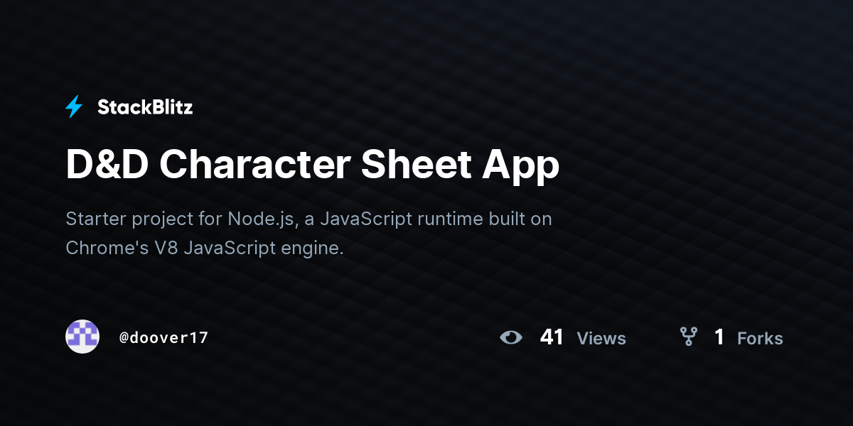 D&D Character Sheet App - StackBlitz