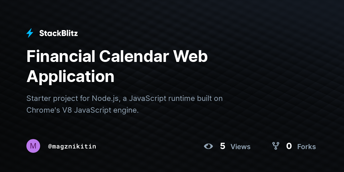 Financial Calendar Web Application - StackBlitz