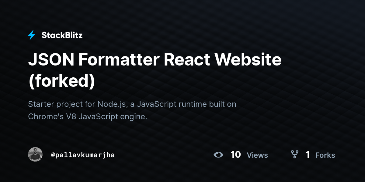 Json Formatter React Website Forked Stackblitz