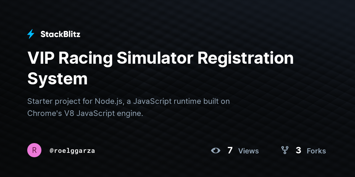 VIP Racing Simulator Registration System - StackBlitz