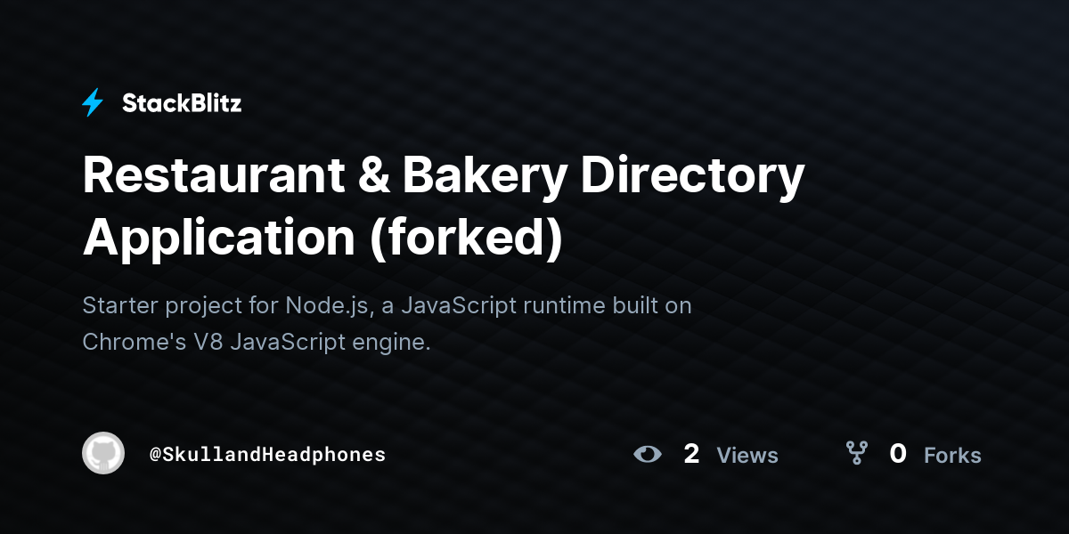 Restaurant & Bakery Directory Application (forked) - StackBlitz