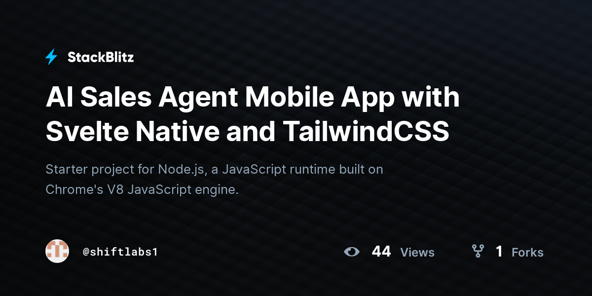 AI Sales Agent Mobile App with Svelte Native and TailwindCSS - StackBlitz
