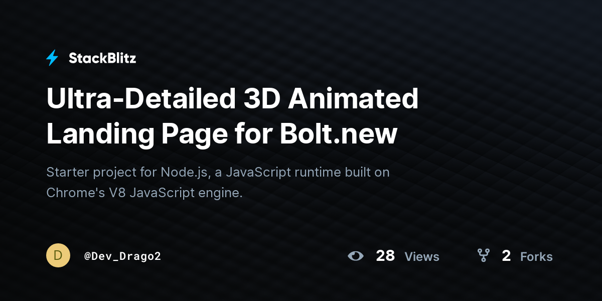 Ultra-Detailed 3D Animated Landing Page for Bolt.new - StackBlitz