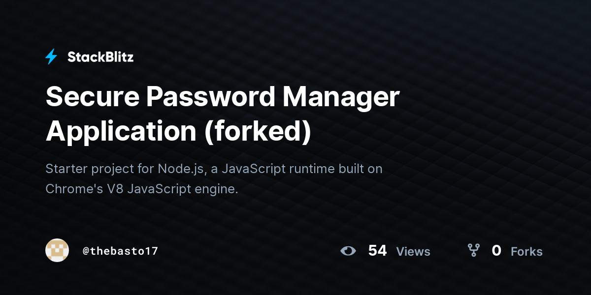 Secure Password Manager Application (forked) - StackBlitz