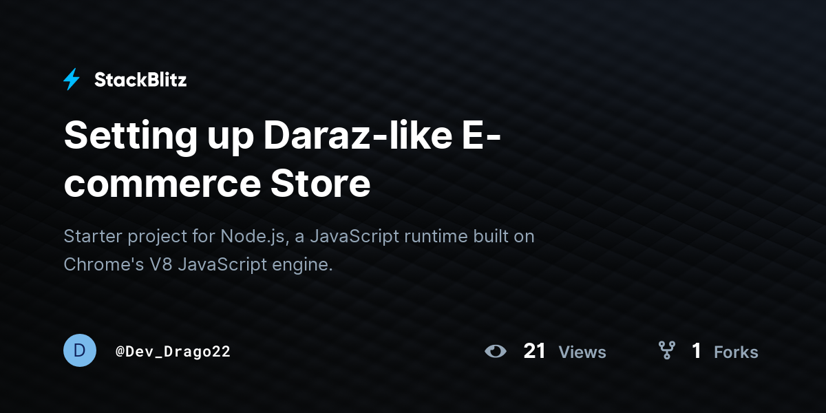 Setting up Daraz-like E-commerce Store - StackBlitz