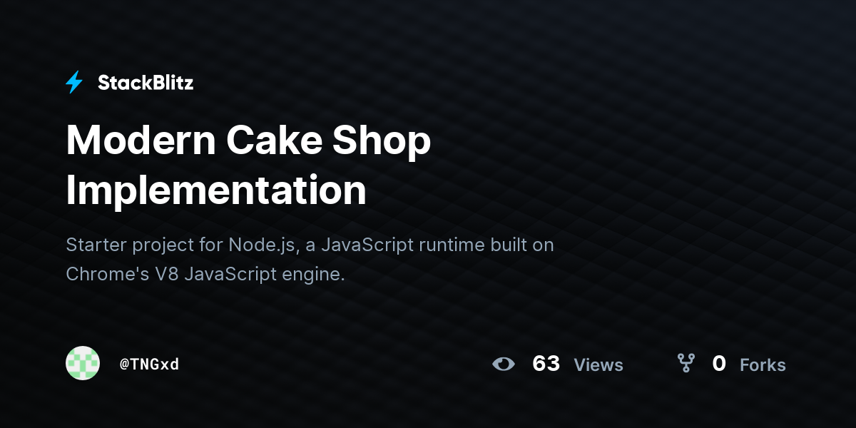 Modern Cake Shop Implementation - StackBlitz