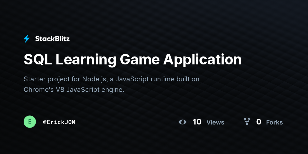 SQL Learning Game Application - StackBlitz